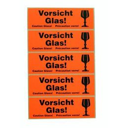 Warn- und Hinweisetiketten "Vorsicht Glas!", 125 St&uuml;ck