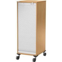Sch&auml;fer Shop Sch&auml;fer Shop Genius Multimobil, B 450 x T 500 x H 1220 mm, Kunststoffrollladen, mit Rollen, abschlie&szlig;bar, Buche
