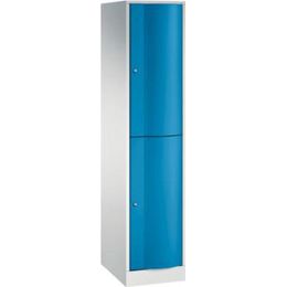C+P Garderobenspind Resisto, 1 Abteil, 2 F&auml;cher, B 396 x T 540 x H 1950 mm, Lichtgrau/Lichtblau