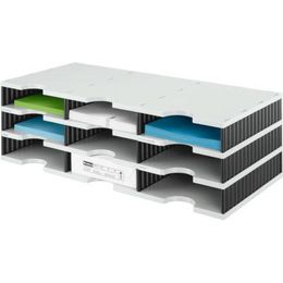 Styro&reg; Sortierstation Styrodoc Standard, DIN C4, 3 Etagen/3-reihig/9 F&auml;cher, grau/schwarz
