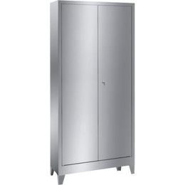 Edelstahl-Fl&uuml;gelt&uuml;renschrank, 2-t&uuml;rig, mit 4 F&uuml;&szlig;en, B 1000 x T 400 x H 1950 mm