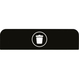 Hinweistafel f&uuml;r konfigurierbare Recyclingstation von Rubbermaid, f&uuml;r 125 Liter Beh&auml;ltereinheit, B 610 x H 203 x T 20 mm, Restm&uuml;ll, schwarz