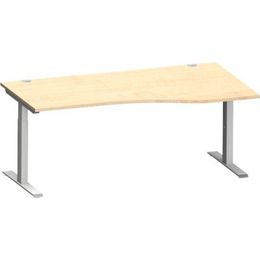 Sch&auml;fer Shop Sch&auml;fer Shop Genius Freiformschreibtisch MODENA FLEX, C-Fu&szlig;-Rechteckrohr, B 1800 mm, Ansatz rechts, Ahorn/wei&szlig;alu