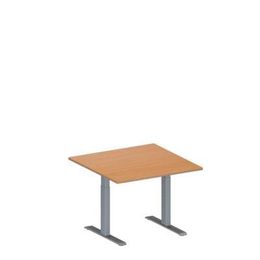 Schäfer Shop Schäfer Shop Genius Besprechungstisch MODENA FLEX, Quadrat, T-Fuß Rechteckrohr, B 1000 x T 1000 x H 650-850 mm, Buche/weißaluminium RAL 9006