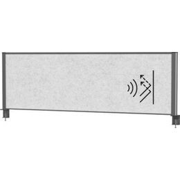 Maul Tisch-Trennwand Maulconnecto, Akustikvlies 4000 g/m&sup2;, Aluminiumprofil, B 1600 x H 500 mm, Akustik hellgrau, anthrazit