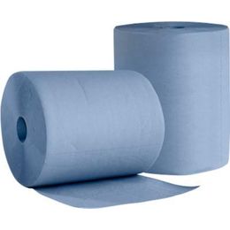 WIPEX Putzpapier BlueTech, universell einsetzbar, 2-lagig, Recyclingpapier, blau, 2 Rollen mit Kern-&Oslash; 200 mm & 500 T&uuml;chern, Tuchformat 220 x 360 mm