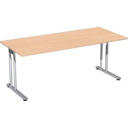 Schreibtisch PALENQUE, C-Fu&szlig;, Rechteck, B 1800 x T 800 x H 680-820 mm, Ahorn