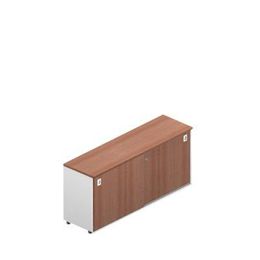 Schiebet&uuml;renschrank ARLON OFFICE, 2 F&auml;cher, abschlie&szlig;bar, Muschelgriffe, B 1600 x T 450 x H 730 mm, Nuss-Canaletto-Dekor
