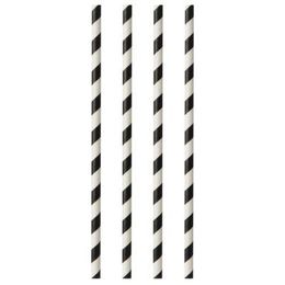 Trinkhalme Papstar Stripes, Einweg, L 290 x &Oslash; 6 mm, aus FSC&reg;-zertifiziertem Papier, schwarz-wei&szlig;, 100 St&uuml;ck