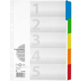 PAGNA Karton-Register, Zahlen 1-5, farbige Tabs