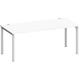 Sch&auml;fer Shop Sch&auml;fer Shop Genius Schreibtisch MODENA FLEX, 4-Fu&szlig;-Rundrohr, B 1800 x T 800 mm, wei&szlig;/wei&szlig;alu