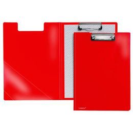 Foldersys Klemmbrett-Mappe A4, Klemme mit Kunststoffecken, Dreiecks-Klarsichttasche innen, PP, rot