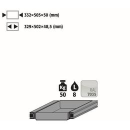 Auszugswanne Entsorgung f&uuml;r ASECOS Sicherheitsschr&auml;nke der S90 Serie, Stahlblech, lichtgrau, B 332 x T 605 x H 50 mm, 10 l, bis 50 kg