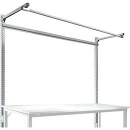 Manuflex Aufbauportal m. Ausleger, Grundtisch SPEZIAL Arbeitstisch/Werkbank UNIVERSAL/PROFI, 2000 mm, alusilber