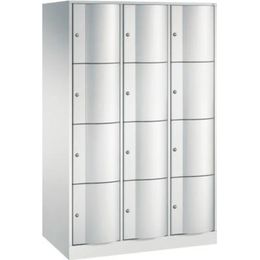 C+P Schlie&szlig;fachschrank Resisto, 3 Abteile, 12 F&auml;cher, B 1148 x T 640 x H 1950 mm, Lichtgrau/Lichtgrau
