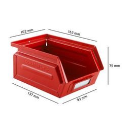 Sch&auml;fer Shop Sch&auml;fer Shop Select Sichtlagerkasten, 0,9 l, 2,5 kg, L 163 x B 102 x H 75 mm, Stahl, RAL 3000 (feuerrot)