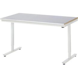 Rau Arbeitstisch Adlatus, elektrisch h&ouml;henverstellbar, 25 mm MDF-Platte, Stahlblechbelag, 150 kg, B 1500 x T 800 x H 720-1120 mm, silber/lichtgRau