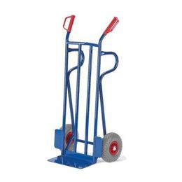 ROLLCART Sackkarre, Sicherheitsgriffe, 15 kg, luftbef&uuml;llt, Tragkraft 250 kg, enzianblau RAL 5012