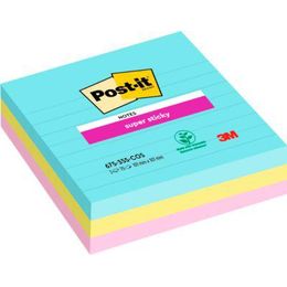 Post-it&reg; Super Sticky Notes Cosmic 675-3SS-COS, 101 x 101 mm, farbig & liniert, 3 Bl&ouml;cke &aacute; 70 Blatt