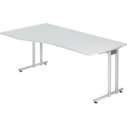 Schreibtisch JENA, C-Fu&szlig;, Freiform, B 1800 x T 1000 x H 720 mm, lichtgrau