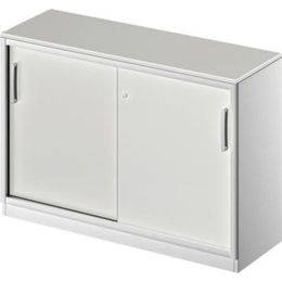 Sch&auml;fer Shop Sch&auml;fer Shop Genius Schiebet&uuml;renschrank TETRIS SOLID, 2 OH, B 1200 mm, inkl. 19 mm Abdeckplatte, lichtgrau/wei&szlig;alu