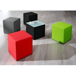 Beistelltisch Wall In, B 410 x T 410 mm, ESG Milchglasplatte, mit Bodengleitern, rot