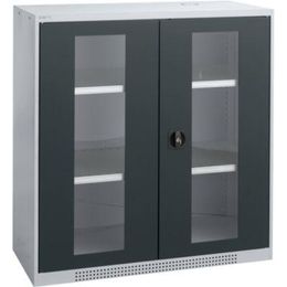 Sch&auml;fer Shop Sch&auml;fer Shop Genius Sichtt&uuml;rschrank FS, 3 OH, abschlie&szlig;bar, 2 Fachb&ouml;den, bis 450 kg, B 1055 mm, Stahl, wei&szlig;aluminium RAL 9006/anthrazitgrau RAL 7016