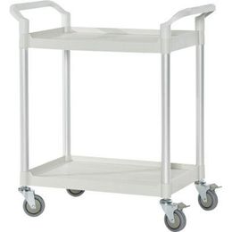 Sch&auml;fer Shop Sch&auml;fer Shop Pure Tischwagen, 2 Etagen, bis 200 kg, 2 Schiebeb&uuml;gel, Lenkrollen, Aluminium & Kunststoff, L 850 x B 480 x H 950 mm, Etagen lichtgrau