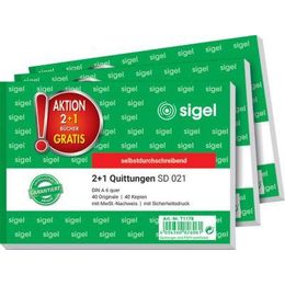 Quittungsblock Sigel SD021, A6 quer, 2 x 40 Blatt, selbstdurchschr., 2 Stck + 1 GRATIS