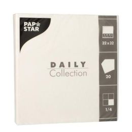 Servietten Papstar "Daily Collection", mit &frac14;-Falz, 320 x 320 mm, 20 St&uuml;ck, wei&szlig;