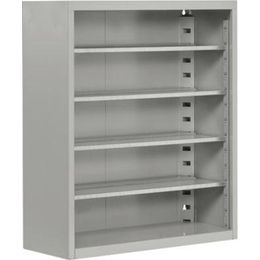 Magazinregal, 830 mm hoch, 4 B&ouml;den, ohne K&auml;sten, wei&szlig;aluminium
