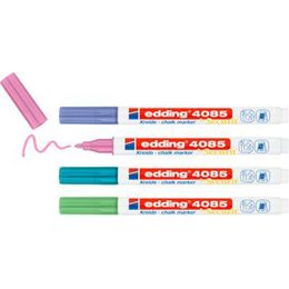 Kreidemarker Edding 4085, f&uuml;r glatte Oberfl&auml;chen, Strichbreite 1-2 mm, Rundspitze, 4er Set, metallic