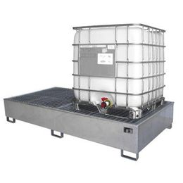 Auffangwanne Bauer AW 1000-2/PE mit Gitterrost, 2x 1000 l IBC, B 2665 x T 1315 x H 440 mm, verzinkt