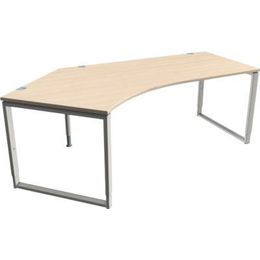 Sch&auml;fer Shop Sch&auml;fer Shop Genius Winkelschreibtisch MODENA FLEX, 135&deg;, B&uuml;gelfu&szlig;, Ansatz links, B, B 2165 mm, Ahorn-Dekor