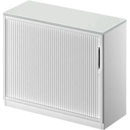 Sch&auml;fer Shop Sch&auml;fer Shop Genius Querrollladenschrank TETRIS SOLID, 2 OH, B 1000 mm, inkl. 19 mm Abdeckplatte, lichtgrau/wei&szlig;alu/wei&szlig;alu