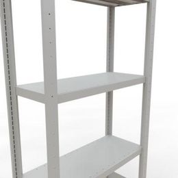 SCHULTE LAGERTECHNIK Fachbodenregal-Stecksystem MULTIplus 250, Grundregal, L&auml;ngenriegel, 2000x750x300 mm, 5 B&ouml;den, lichtgrau