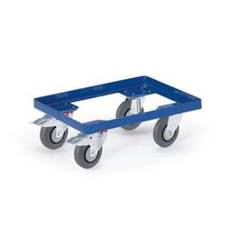 ROLLCART Transportsysteme Fahrrahmen f&uuml;r Eurok&auml;sten, bis 250 kg, Polyamid-R&auml;der, L 820 x B 620 x H 170 mm, Stahl, enzianblau RAL 5010