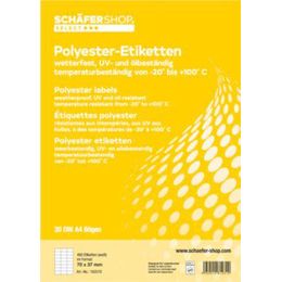 Sch&auml;fer Shop Sch&auml;fer Shop Select Wetterfeste Etiketten, 70 x 37 mm, Polyester wei&szlig;, 20 Blatt