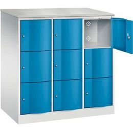C+P Schlie&szlig;fachschrank Resisto, 3 Abteile, 9 F&auml;cher, B 1148 x T 640 x H 1255 mm, Lichtgrau/Lichtblau