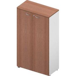 Schrank ARLON OFFICE, 4 Ordnerh&ouml;hen, abschlie&szlig;bar, B 900 x T 450 x H 1600 mm, Nuss Canaletto-Dekor/wei&szlig;