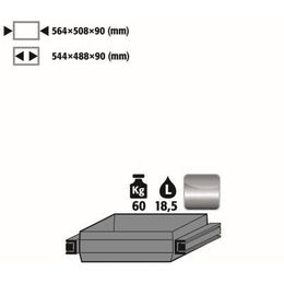 Auszugswanne Standard f&uuml;r ASECOS Sicherheitsschr&auml;nke der Q30, Q90 und S90 Serie, Edelstahl 1.4301, B 564 x T 508 x H 90 mm, 19 l, bis 60 kg