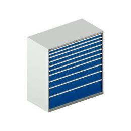 Sch&auml;fer Shop Sch&auml;fer Shop Select Schubladenschrank WSK 78&ndash;36 E, Stahl, 10 Sch&uuml;be, 75 kg Traglast, B 1431 mm x T 725 mm x H 1450 mm, lichtgrau/enzianblau