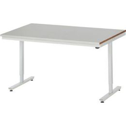 Rau Werktisch Adlatus, elektrisch h&ouml;henverstellbar, 25 mm MDF-Platte mit Stahlblechbelag, 300 kg, B 1500 x T 800 x H 720-1120 mm, silber/lichtgRau