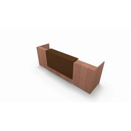 Theke Spezia, gerade, B 3260 x T 880 x H 1130 mm, Nuss Canaletto-Dekor/Leder braun