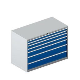Sch&auml;fer Shop Sch&auml;fer Shop Select Schubladenschrank WSK 78&ndash;36 E, Stahl, 7 Sch&uuml;be, 75 kg Traglast, B 1431 mm x T 725 mm x H 1000 mm, wei&szlig;alu/enzianblau