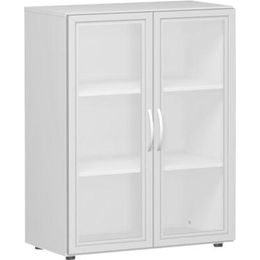Glast&uuml;renschrank ALICANTE, 3 Ordnerh&ouml;hen, B 800 x T 420 x H 1104 mm, lichtgrau