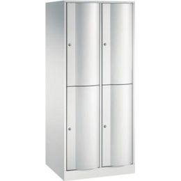 C+P Garderobenspind Resisto, 2 Abteile, 4 F&auml;cher, B 772 x T 640 x H 1950 mm, Lichtgrau/Lichtgrau