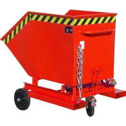 Sp&auml;ne-Kippbeh&auml;lter Bauer SKW-ET 400, Stahl, rot, B 1320 x T 900 x H 1090 mm, 400 l, bis 300 kg, Rollen, manuelles Kippen, mit Einfahrttaschen