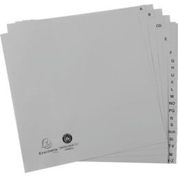 Register Exacompta 1723B, A4 Halbformat, 2-fach-Lochung, Taben A-Z, B 225 x H 210 mm, Blauer Engel, Recycling-Kunststoff, grau