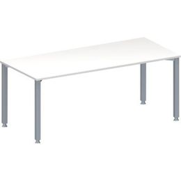 Sch&auml;fer Shop Sch&auml;fer Shop Genius Konferenztisch MODENA FLEX, Rechteck, 4-Fu&szlig; Quadratrohr, B 1800 x T 800 x H 720-840 mm, wei&szlig;/wei&szlig;aluminium RAL 9006